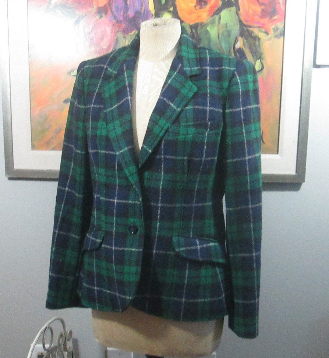 Vintage the Villager Green Plaid Wool Blazer - Etsy