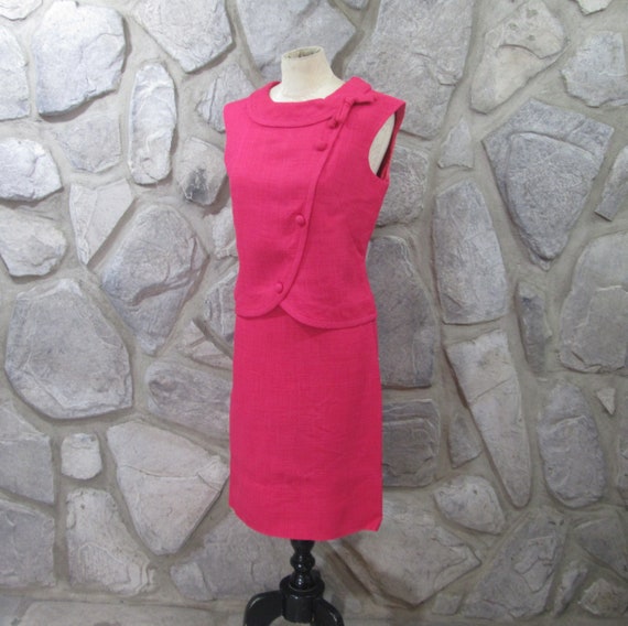 Vintage 50's Adele Martin Hot PInk 2-Piece Dress Set - Gem