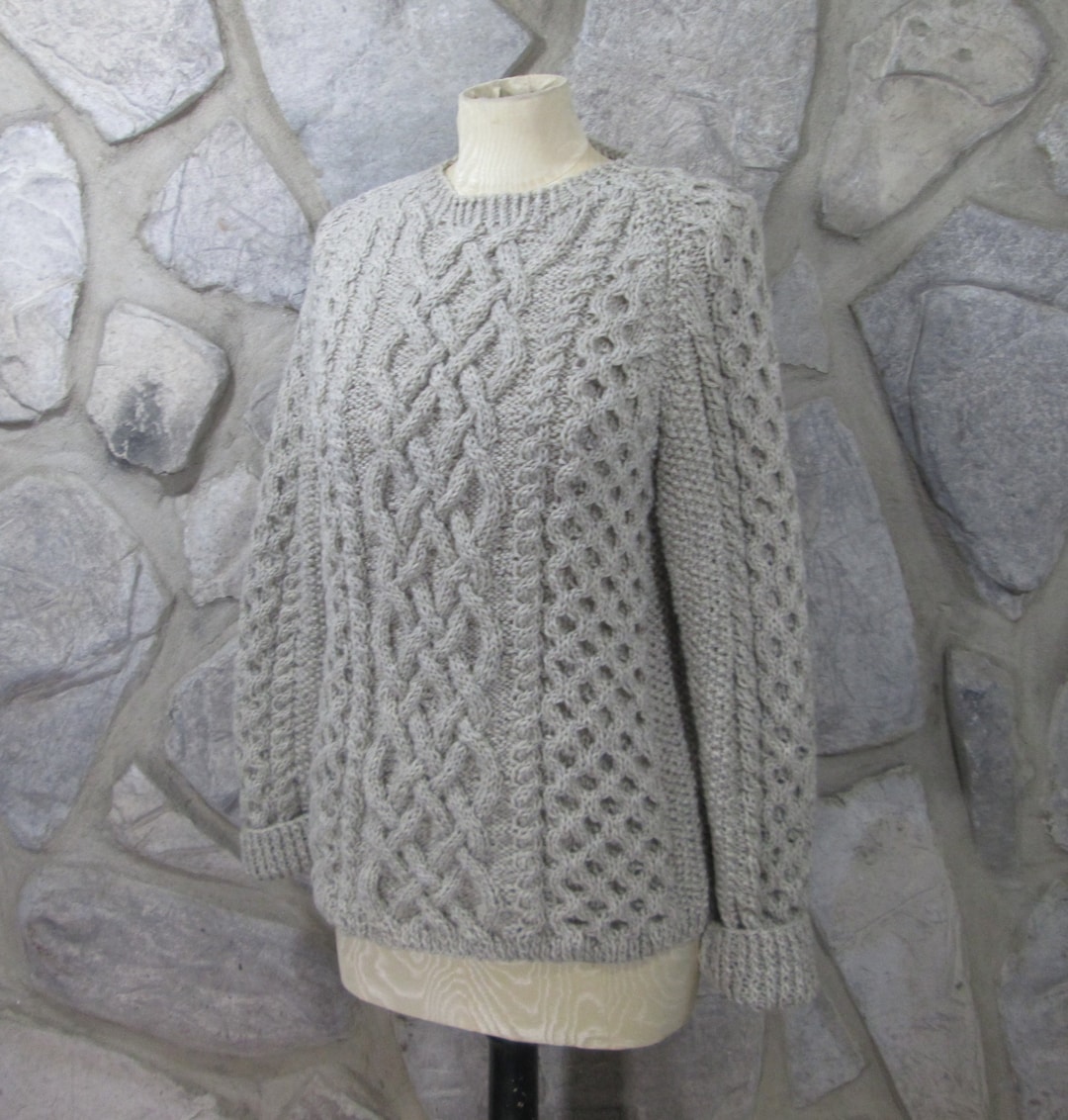 Handmade Oatmeal Wool Celtic Knot Irish Fisherman Sweater - Etsy