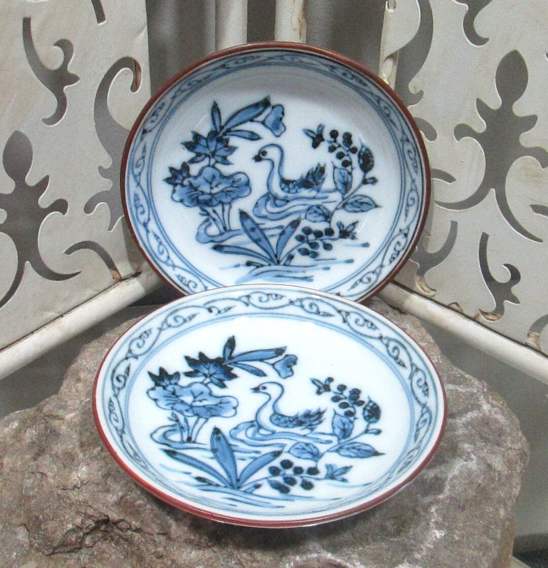 Vintage Japanese Blue Bird Porcelain Bowls - Etsy