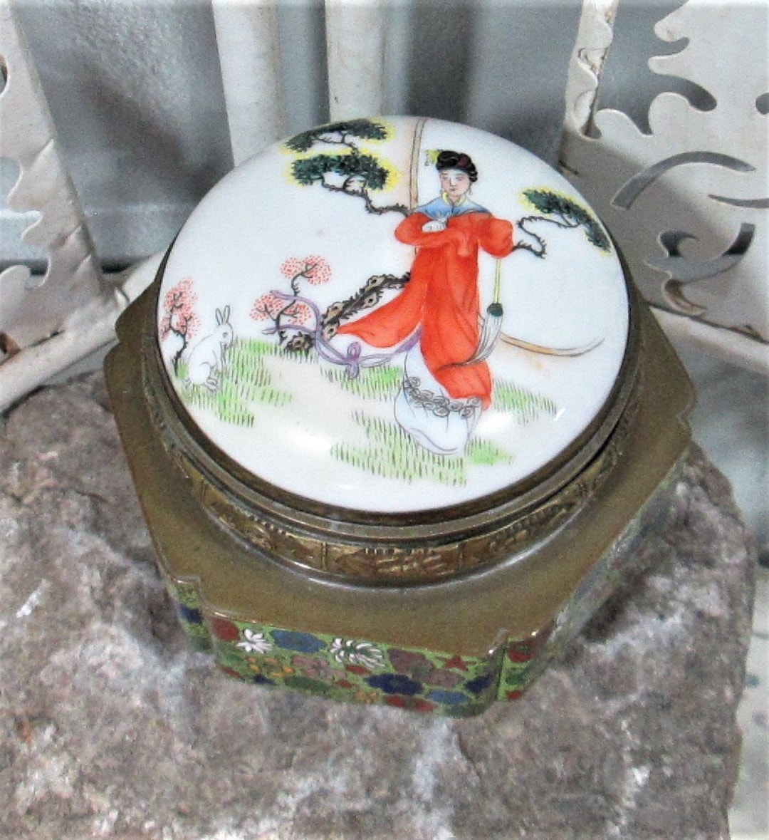 Vintage Chinese Hexagonal Cloisonne Porcelain Lid Box - Etsy