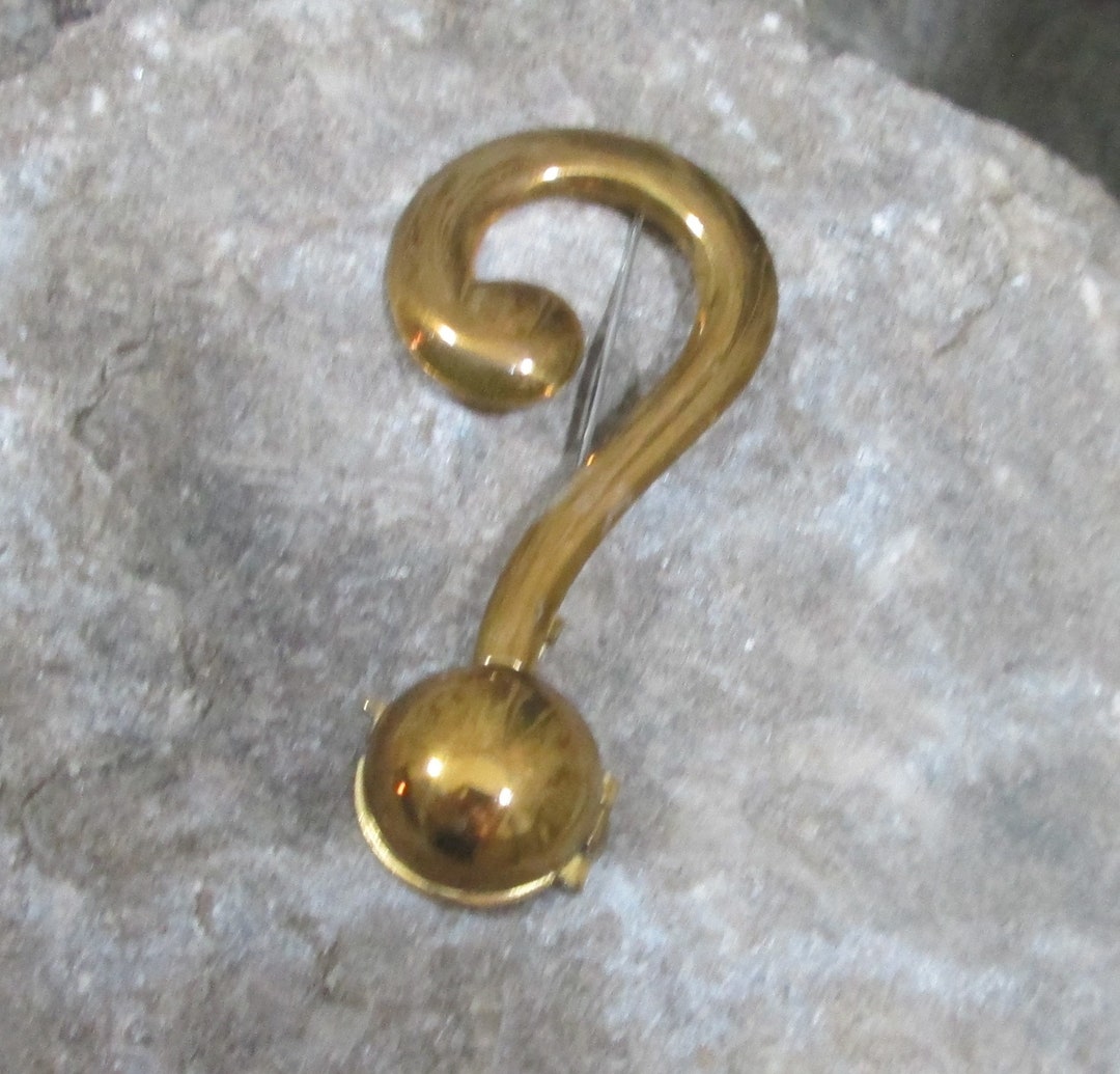 Vintage 1930's Brass Question Mark Locket Brooch - Etsy