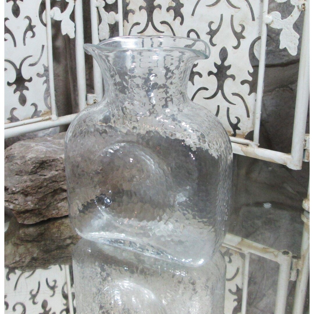 Vintage Blenko Clear Glass Water Bottle - Etsy