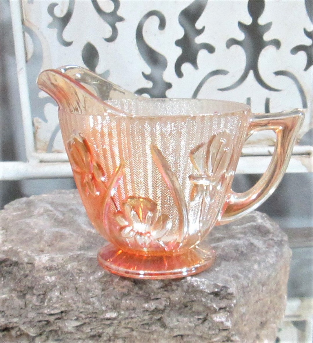 Vintage Carnival Glass Iris Pattern Creamer - Etsy