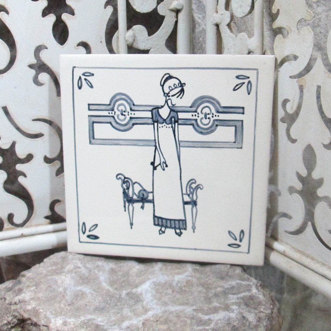 Vintage Blue & White Belgium Ceramic Tile - Etsy