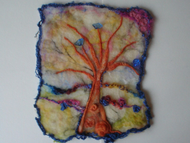 Felted Wool Picture Family Tree Treasury Item Fall Painting Autumn ...