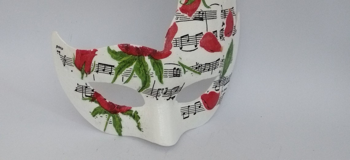 Music Masquerade Mask Venetian Couple's Mask Set Roses Papier Mache - Etsy