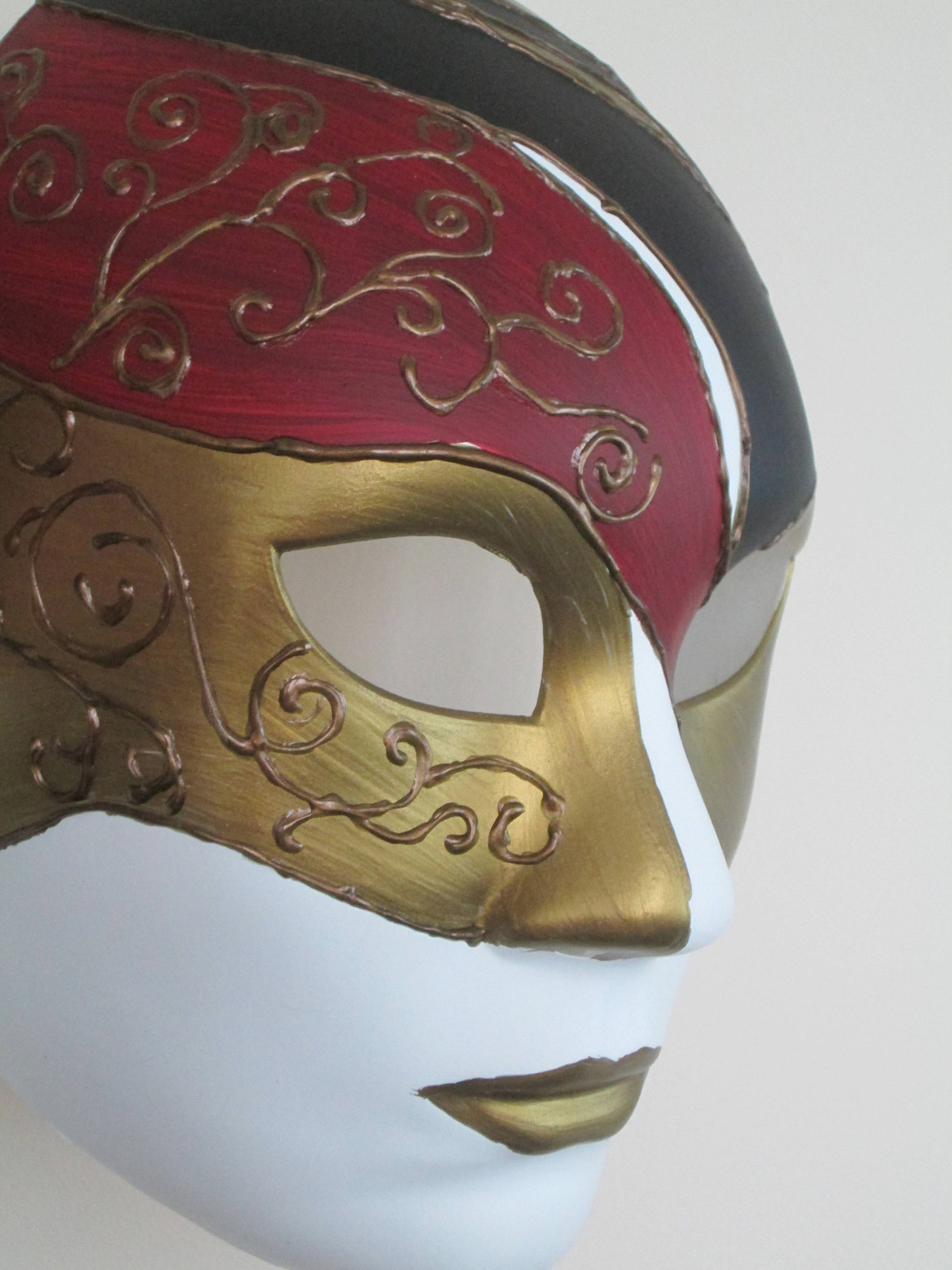 Full Face Masquerade Mask Red Black Bronze Colorful Volto Mask Venice ...