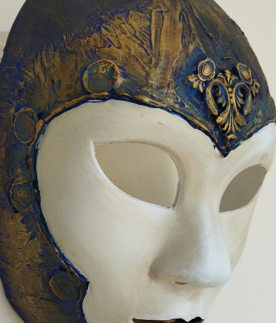 Warrior LARP Costume Mask Venetian Full Face Mask Blue & Bronze Wall ...