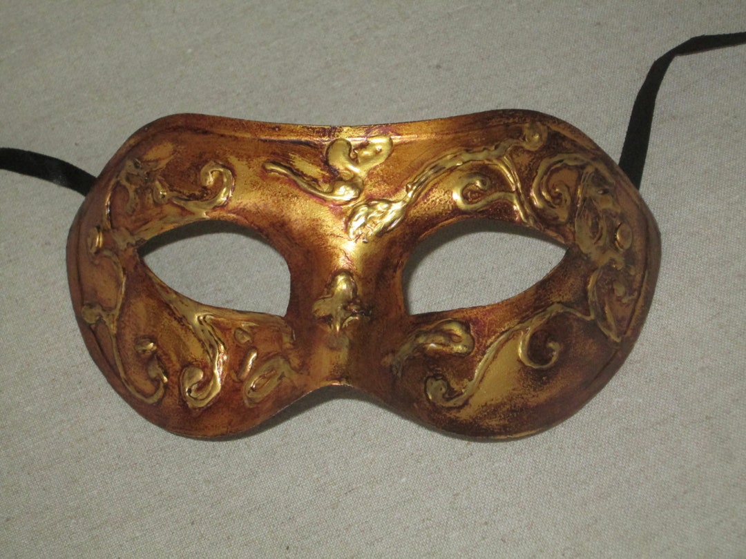 Masquerade Mask Men Gold Copper Stag Party Mask Unisex Domino ...