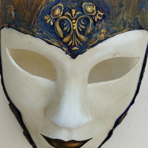 Warrior LARP Costume Mask Venetian Full Face Mask Blue & Bronze Wall ...