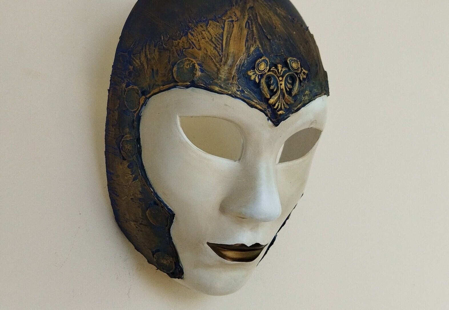 Warrior LARP Costume Mask Venetian Full Face Mask Blue & Bronze Wall ...