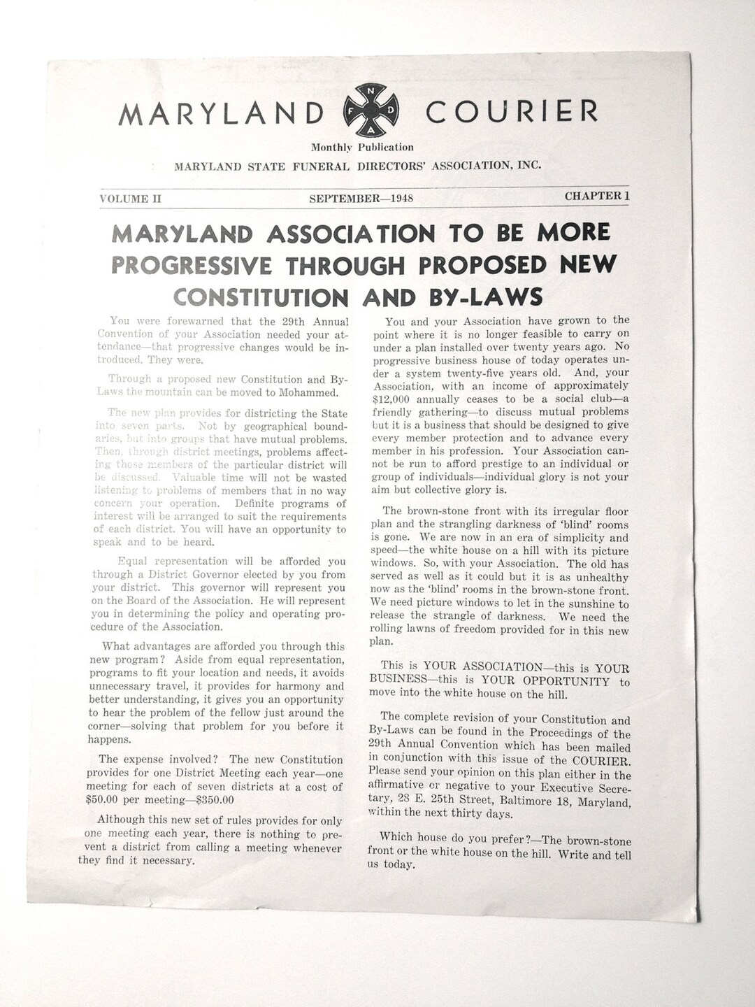 Death Ephemera, Maryland Courier, September 1948 - Etsy