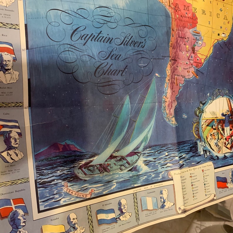 Captain Silver's Sea Chart Map, Adventures of the Sea Hound, 1942 - Etsy