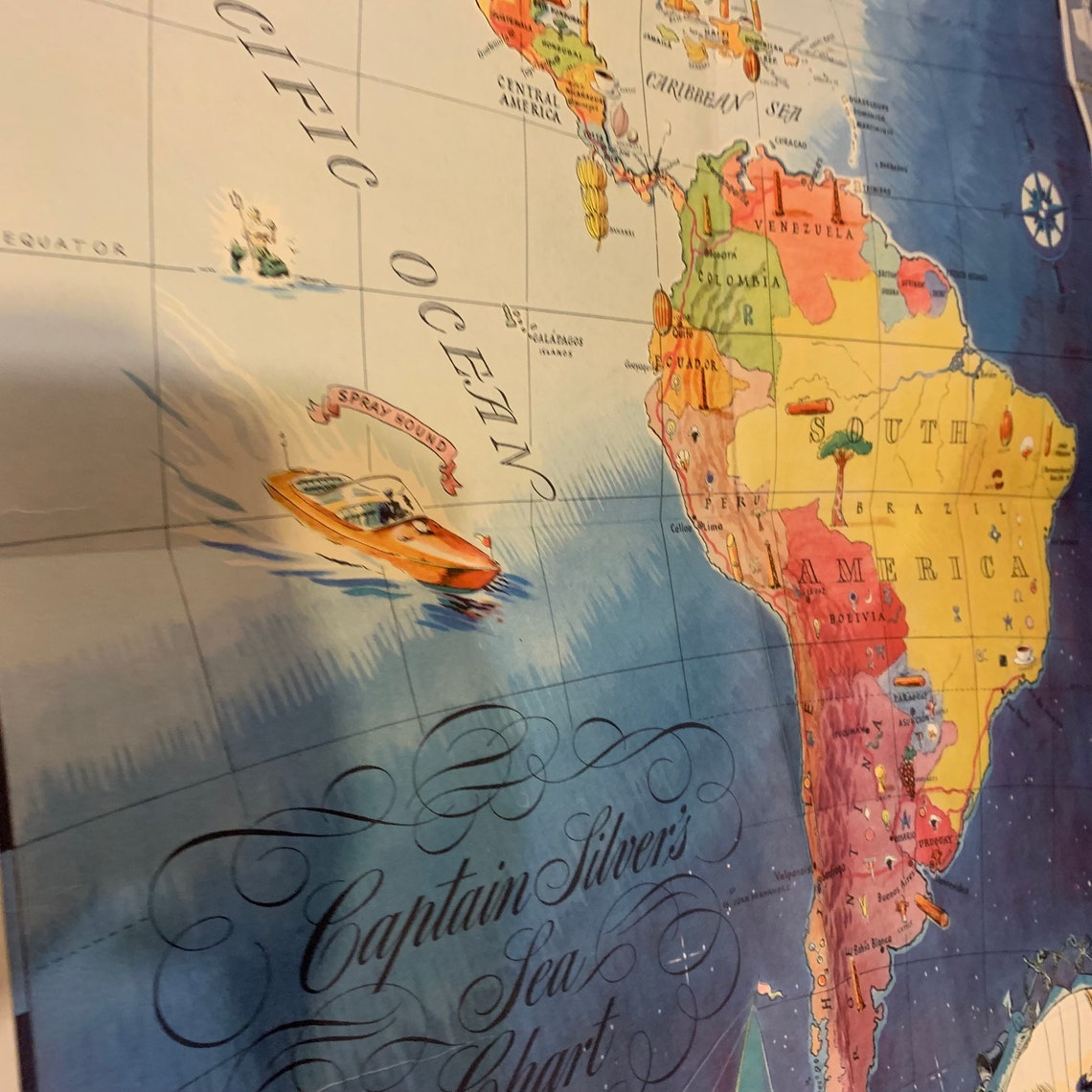 Captain Silver's Sea Chart Map, Adventures of the Sea Hound, 1942 - Etsy