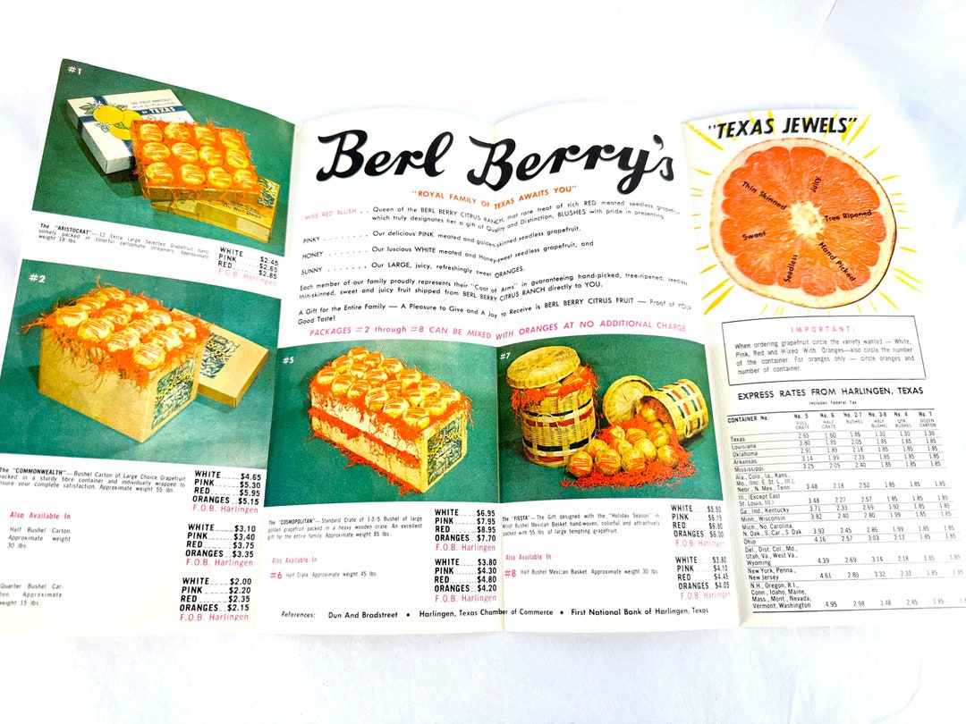 Berl Berry Citrus Ranch Gift Brochure, Harlingen, Texas - Etsy