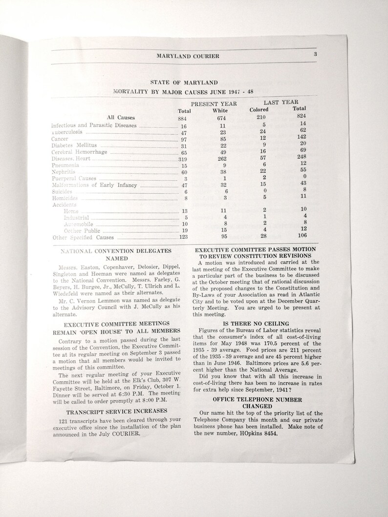 Death Ephemera, Maryland Courier, September 1948 - Etsy