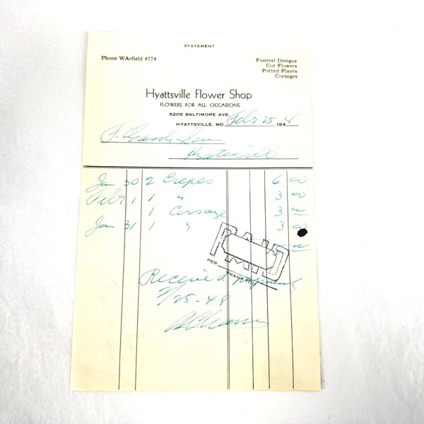 Funeral Receipt - Etsy