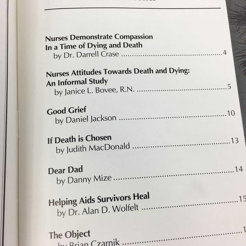 Death Grief Dying AIDS Survivor Grief Magazine Thanatos Volume 16 No 2 ...