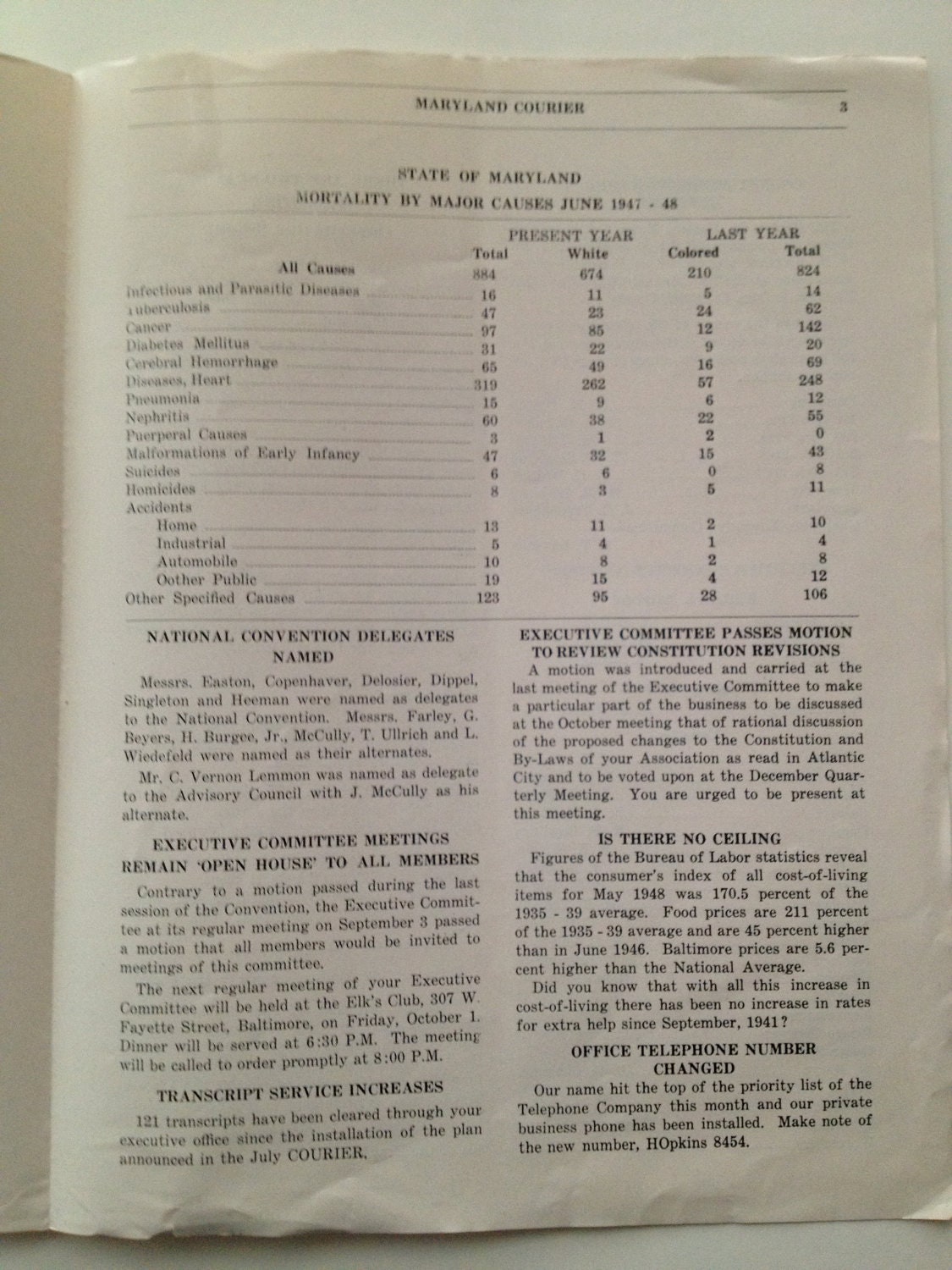 Death Ephemera, Maryland Courier, September 1948 - Etsy