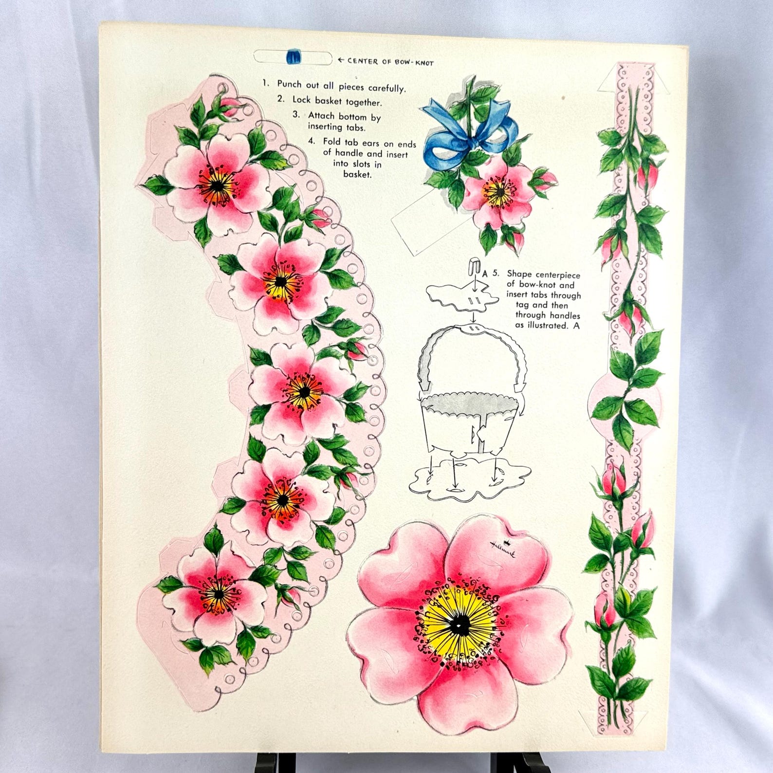 Hallmark Die Cut Basket Set in Original Envelope, Rare Beauty Ephemera ...