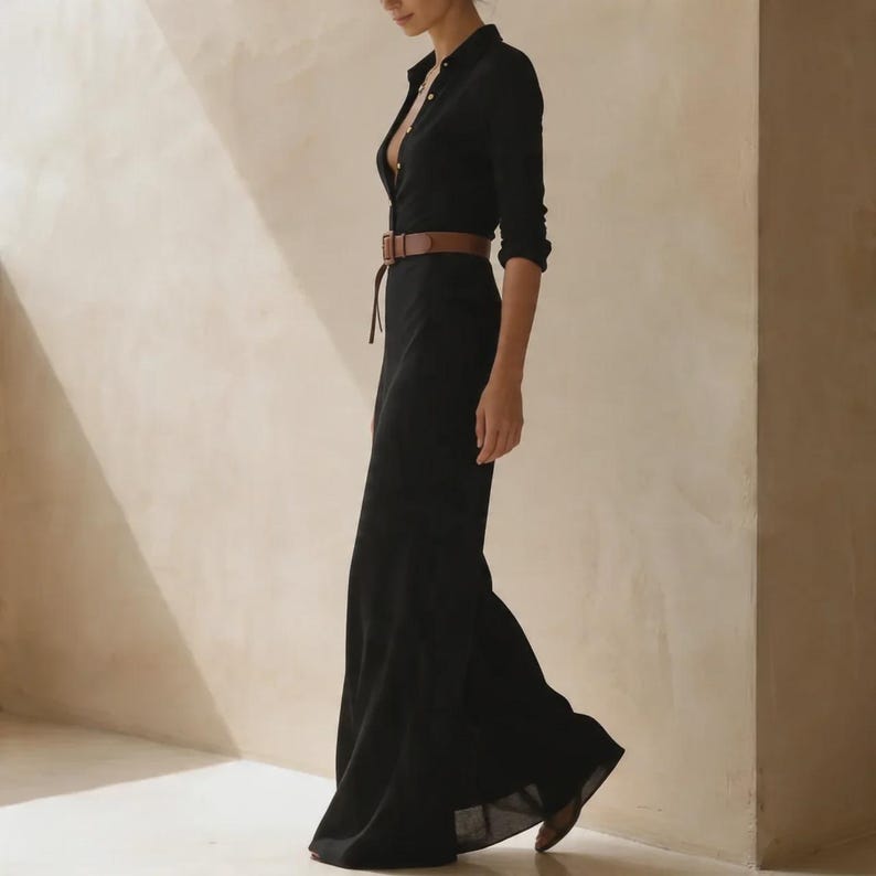Luxury Maxi Shirt Dress for Women, Elegant Designer Style Dress ...