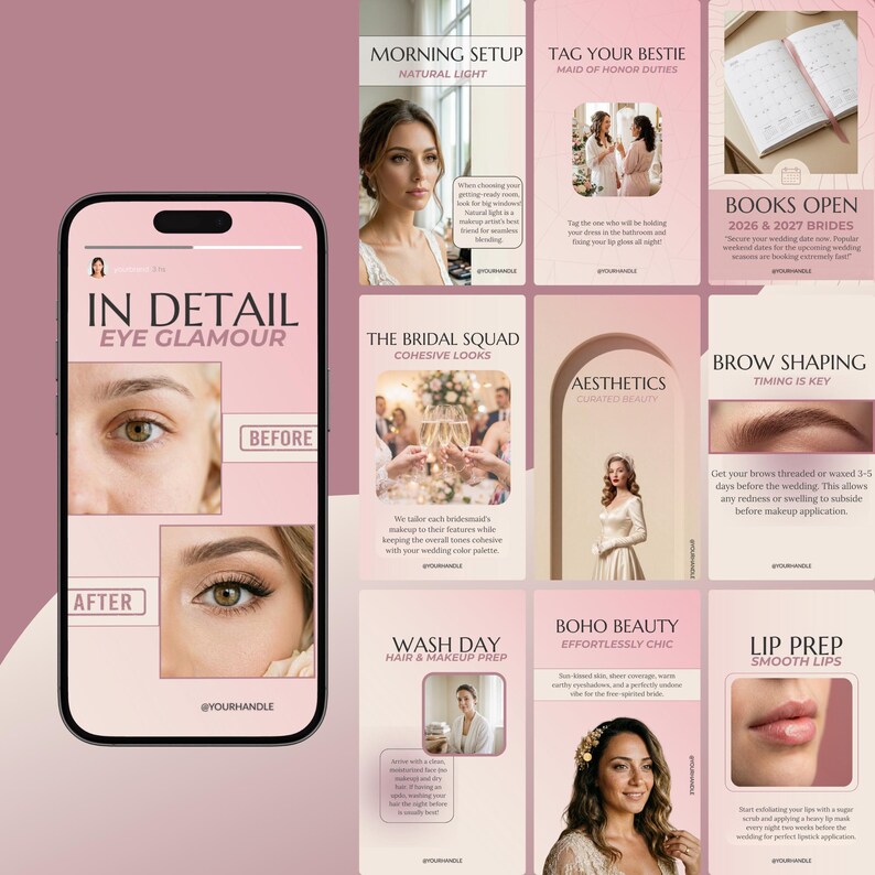 Bridal Makeup Story Template, Minimalist MUA Instagram Stories, Luxury ...