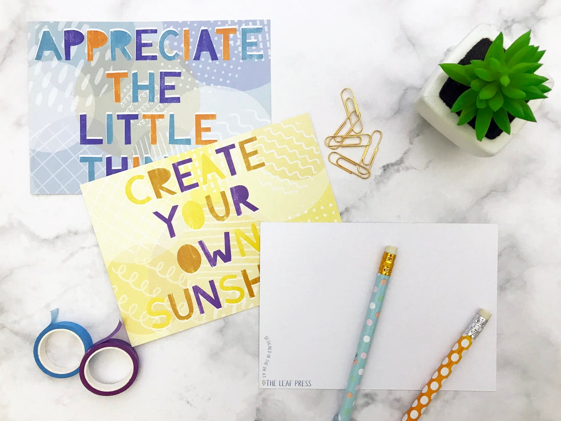 Happy Postcards Set of Six Each Featuring a Hand Decorated - Etsy UK