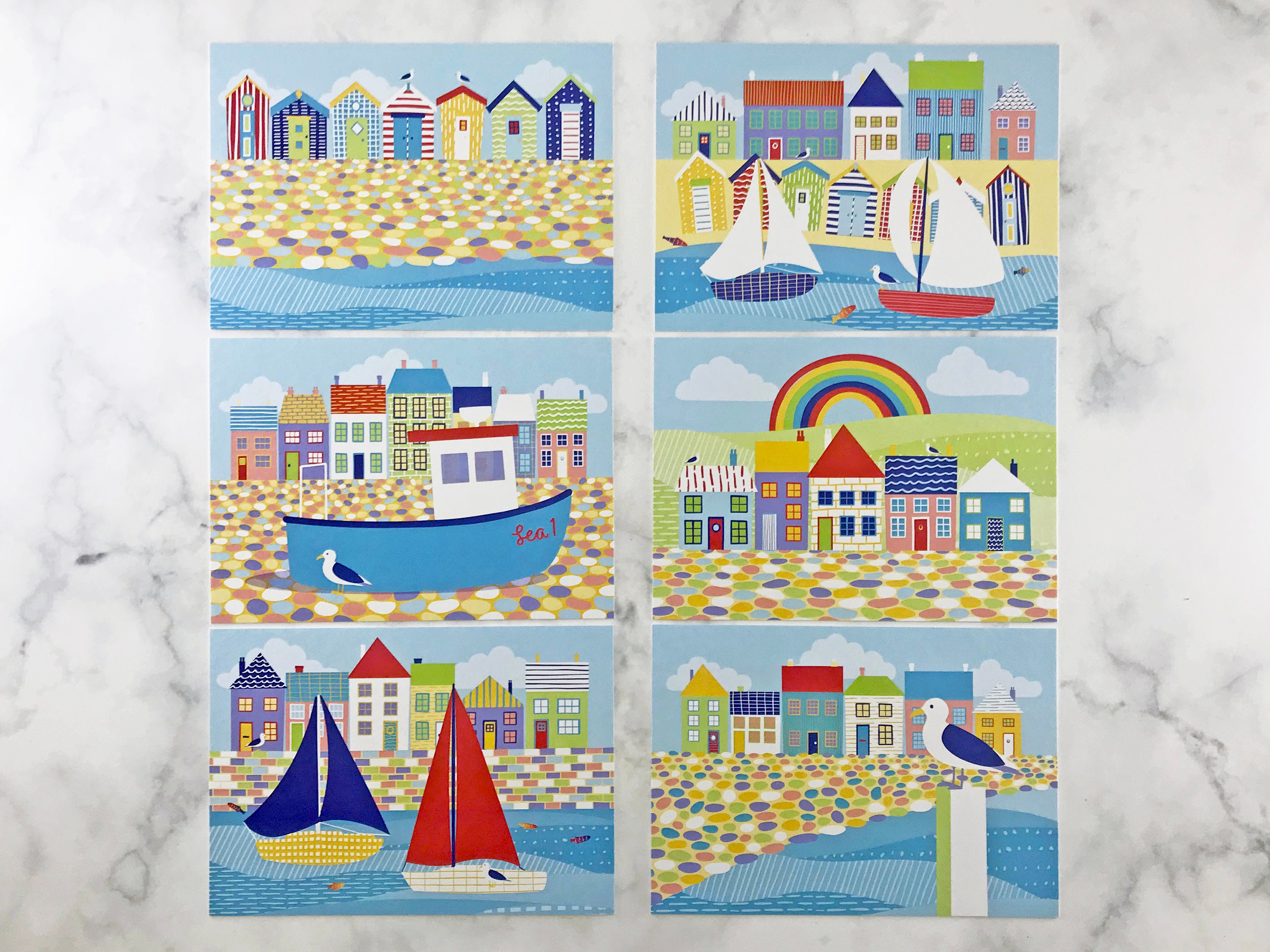 Seaside Scenes Postcards Set of Six Holiday or Beach | Etsy UK