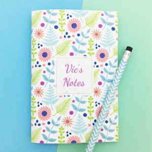 Personalised notebook with a pretty flower design floral | Etsy