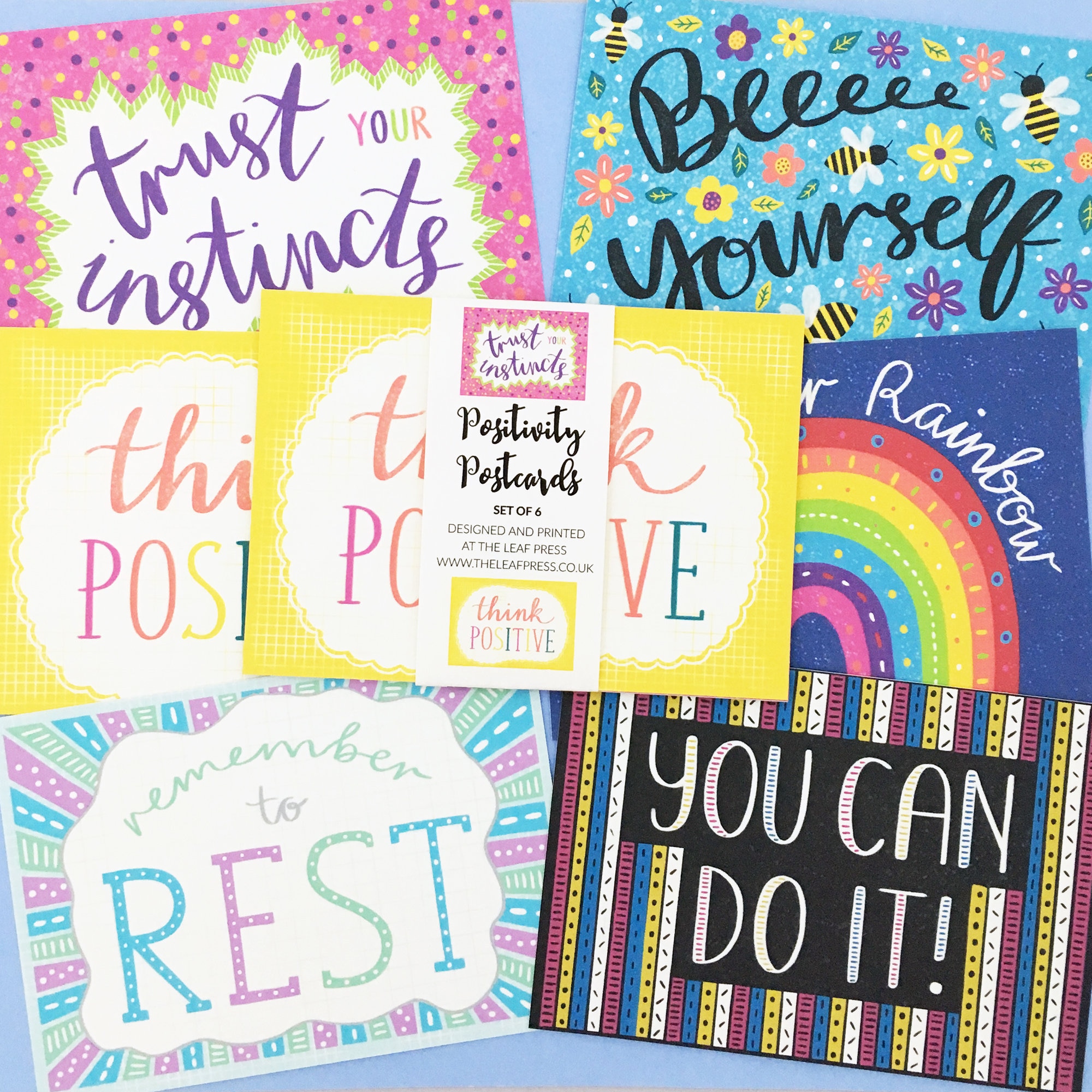 Positivity postcard set set of six postcards hand-drawn | Etsy