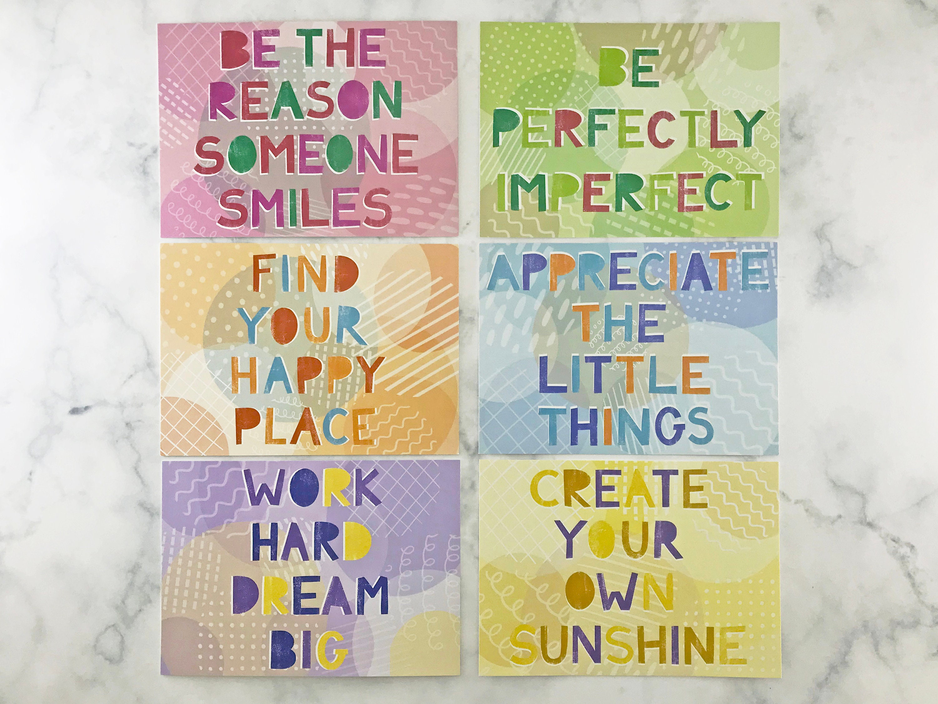 Happy Postcards Set of Six Each Featuring a Hand Decorated - Etsy UK