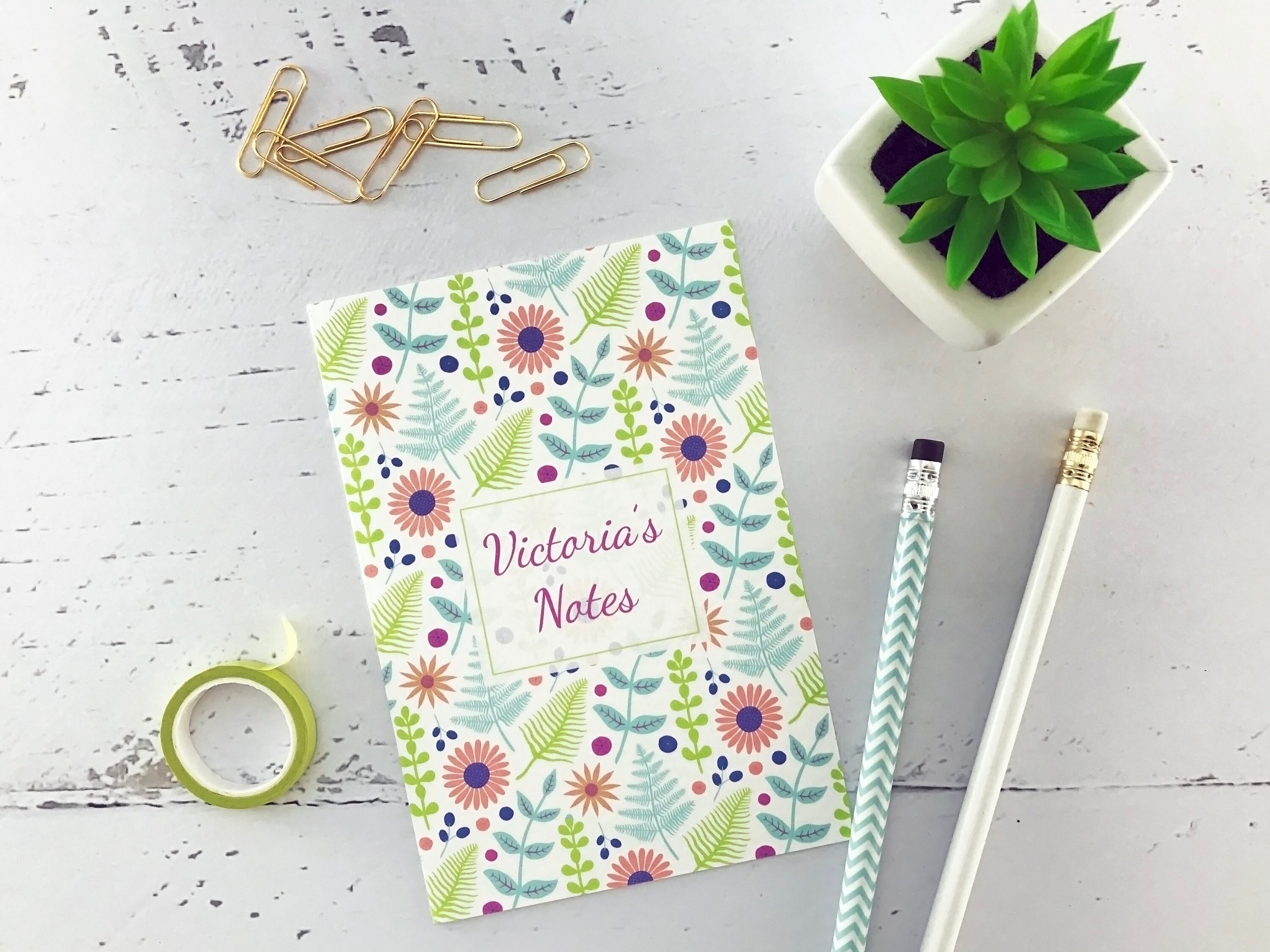 Personalised Notebook With a Pretty Flower Design Floral - Etsy UK