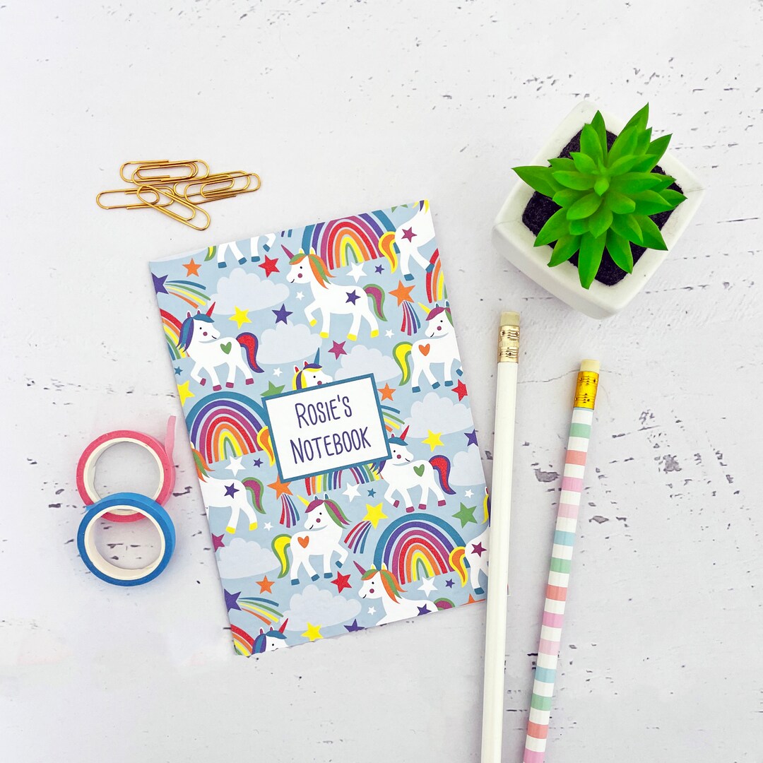 Personalised Unicorn Notebook With Name - Stationery Gift for Little ...