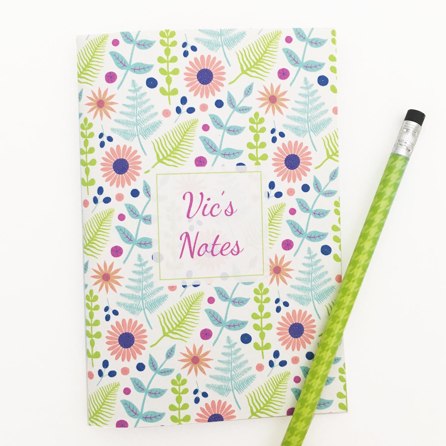 Personalised notebook with a pretty flower design floral | Etsy