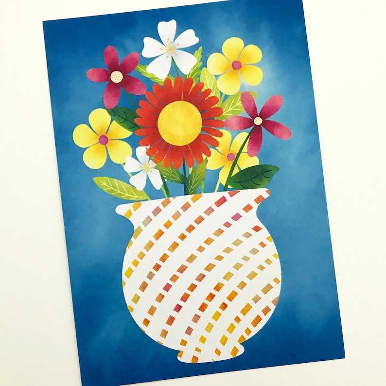 Flower Postcard Set With Hand-drawn Floral Patterns Set of - Etsy