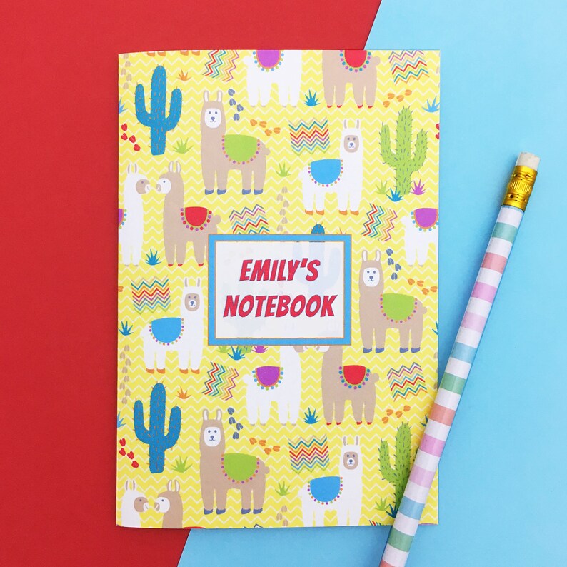 Personalised llamas design notebook stationery for children | Etsy