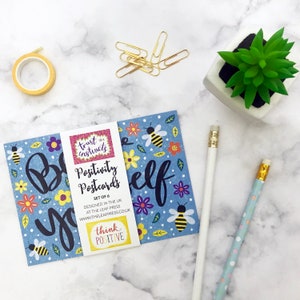 Positivity Postcard Set Set of Six Postcards Hand-drawn Positive ...