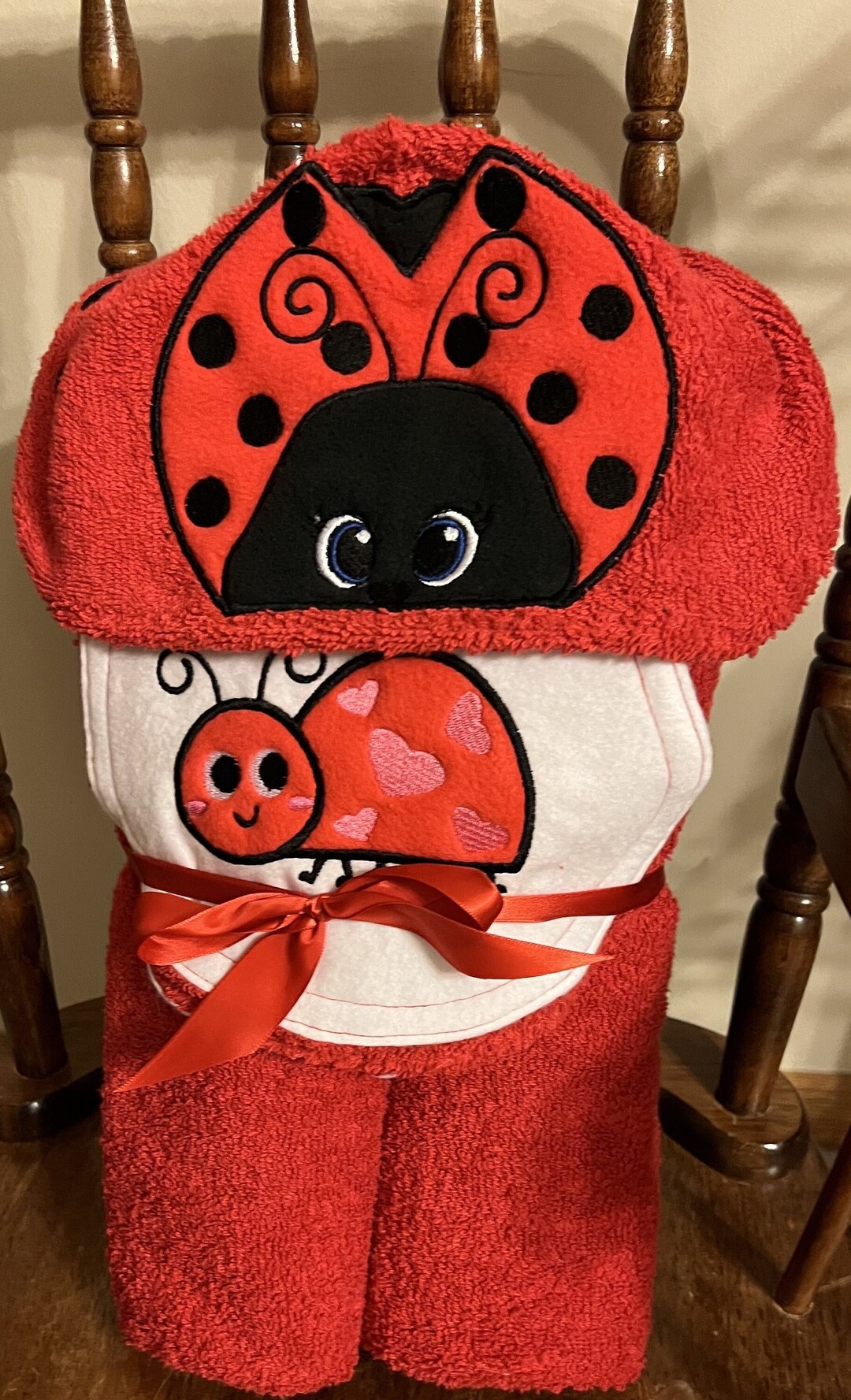 Infant Ladybug Hooded Towel Set - Free Personalization - Etsy