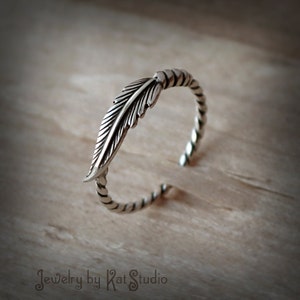 Feather Ring Sterling Silver Feather Ring Feather Jewelry Silver ...