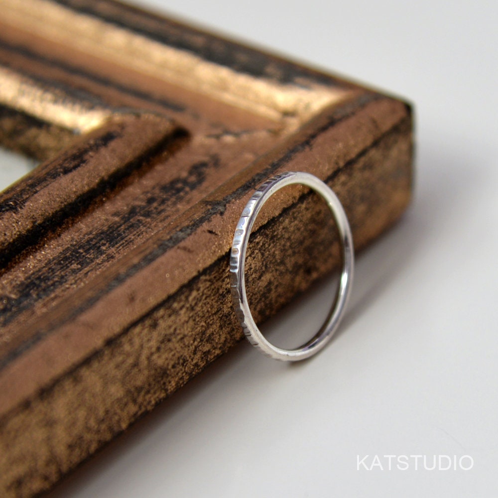 Textured Ring Sterling Silver Textured Silver Ring Simple - Etsy