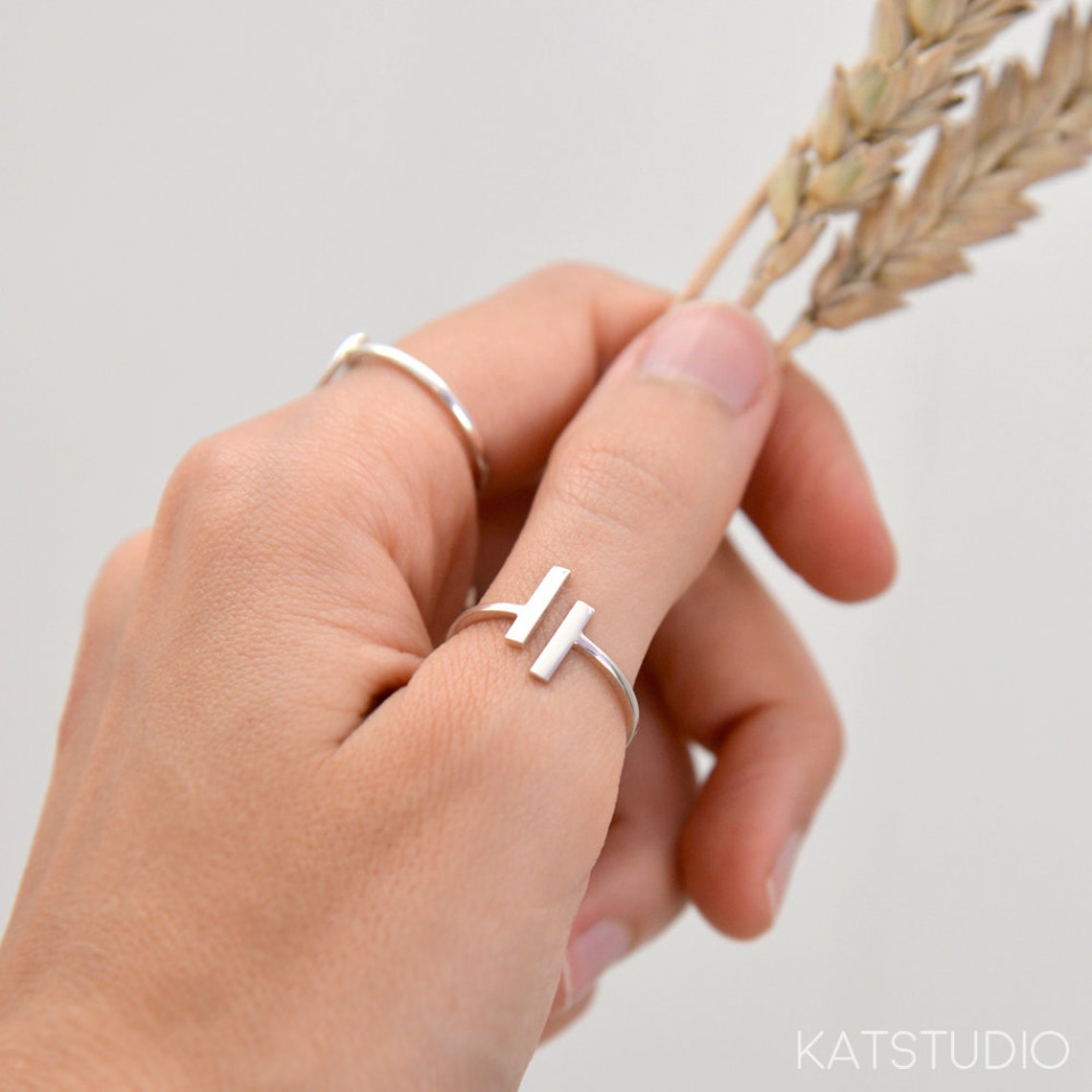 Parallel Open Ring Two Bars Parallel Ring Sterling - Etsy