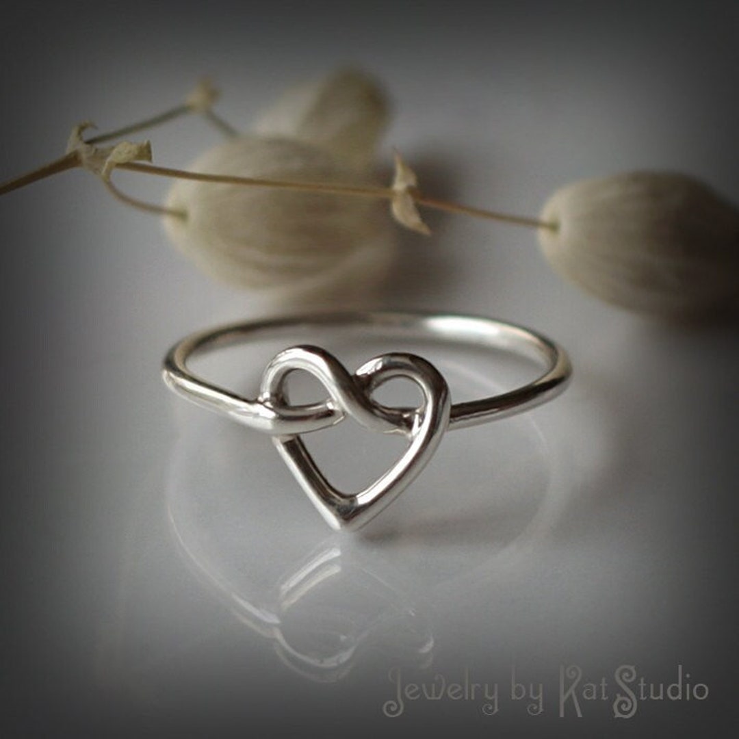 Heart Knot Ring Sterling Silver Love Knot Ring Infinity Heart Ring ...