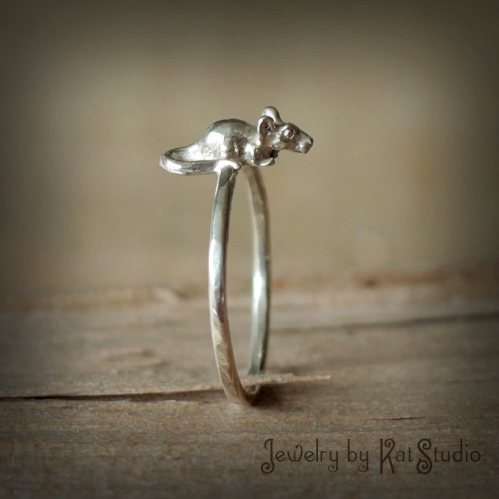 Mouse Ring Silver Mouse Ring Rat Ring Recycled Sterling - Etsy