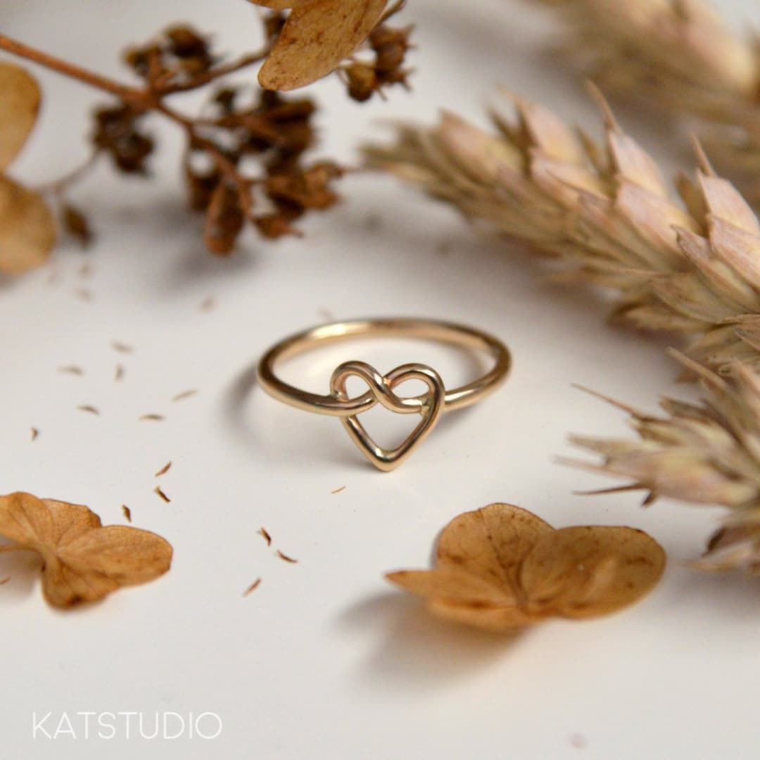Heart Knot Ring Gold Plated Sterling Silver Love Knot Ring Infinity ...