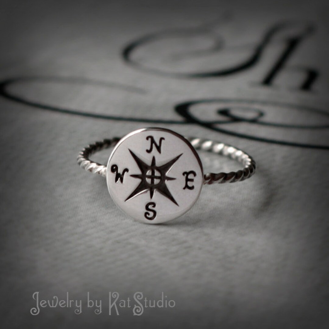 Sterling Silver Compass Ring: Nautical Travel Jewelry - Etsy