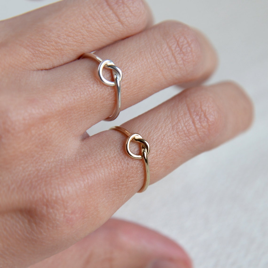 Set of Two Best Friends Rings in Sterling Silver and Gold - Etsy