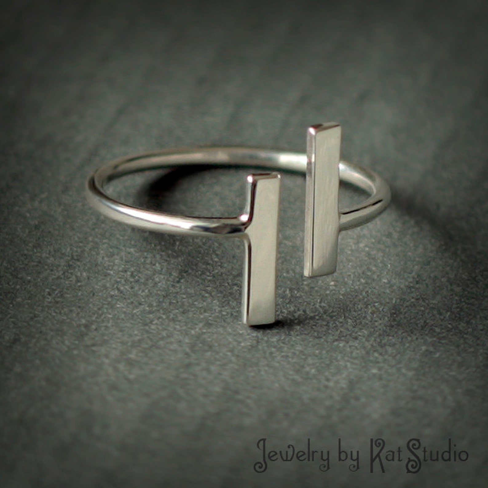 Parallel Open Ring Two Bars Parallel Ring Sterling - Etsy