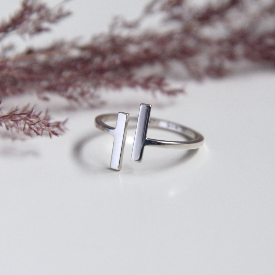 Parallel Open Ring Two Bars Parallel Ring Sterling - Etsy