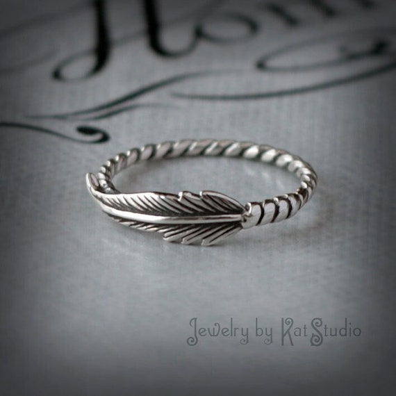 Feather Ring Sterling Silver Feather Ring Feather Jewelry - Etsy Canada